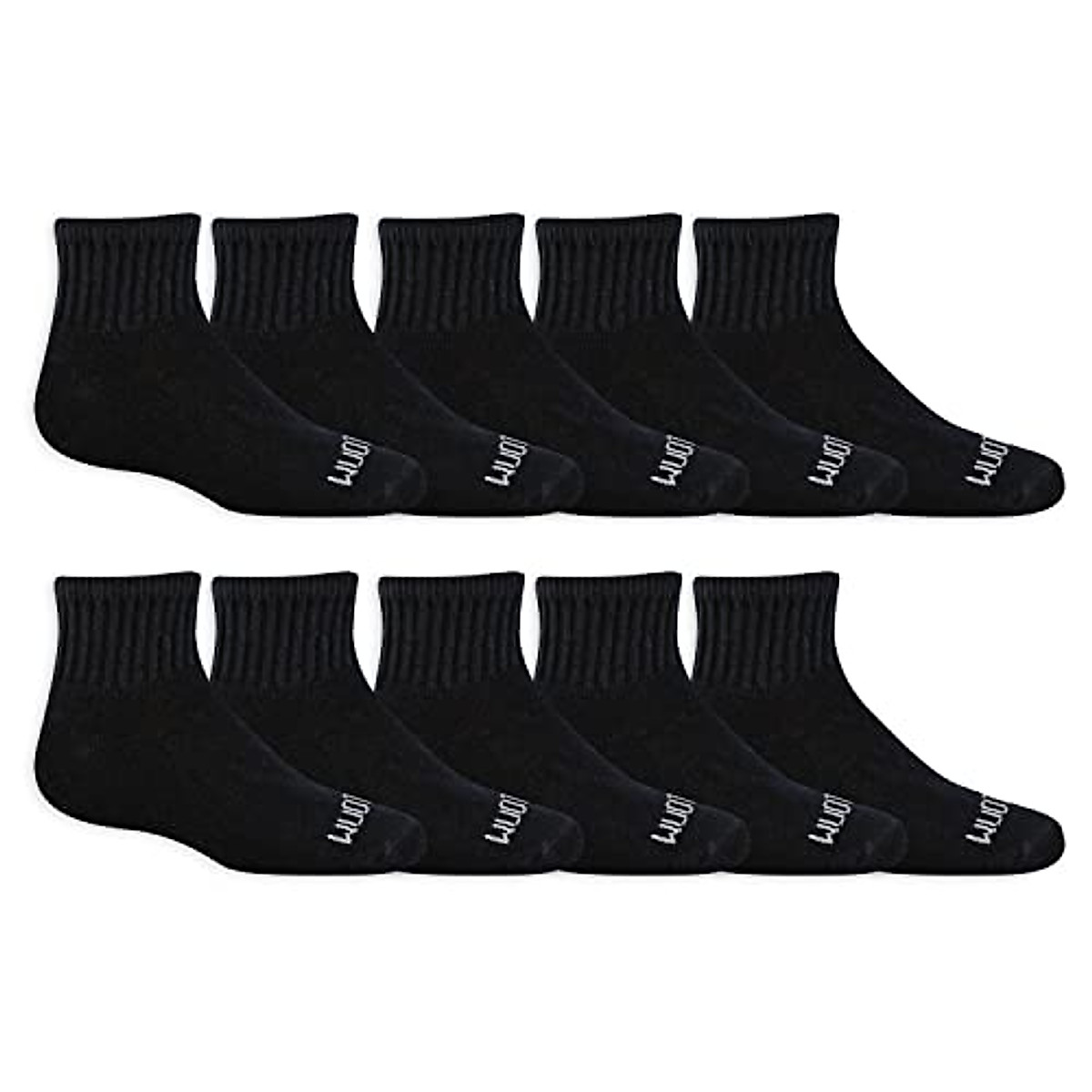 Fruit of the Loom Boys Dual Defense Cushion Comfort Ankle Socks 10 Pack, Black, Boys' Shoe Size: 6-7.5, Count 10 pair(Pack of 1)