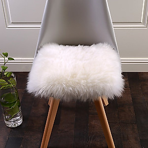MelinSam18 Inch Australia Genuine Sheepskin Car Seat Cushion Covers Chair Pad One Seat Cover for car, Office Chair, or Plane (White)