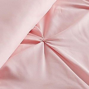 NexHome Twin Comforter Set Pintuck Pink Comforter Set Soft Pinch Pleat Microfiber Lightweight Down Alternative All Season 2 Pieces Bedding Comforters & Sets（1 Comforter 1 Pillow sham）