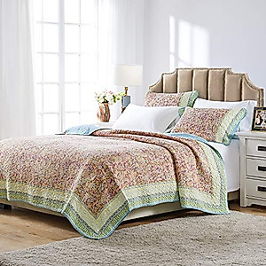 Barefoot Bungalow Palisades Pastel Quilt Set, 3-Piece Full/Queen,Red