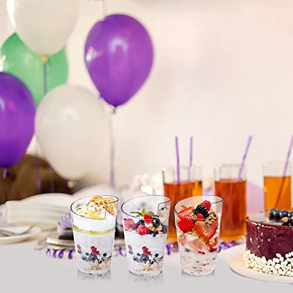 Fasmov 100 Pack 2 Oz Mini Dessert Cups with 100 Spoons, Clear Plastic Parfait Appetizer Cup for Tasting Party Desserts Appetizers