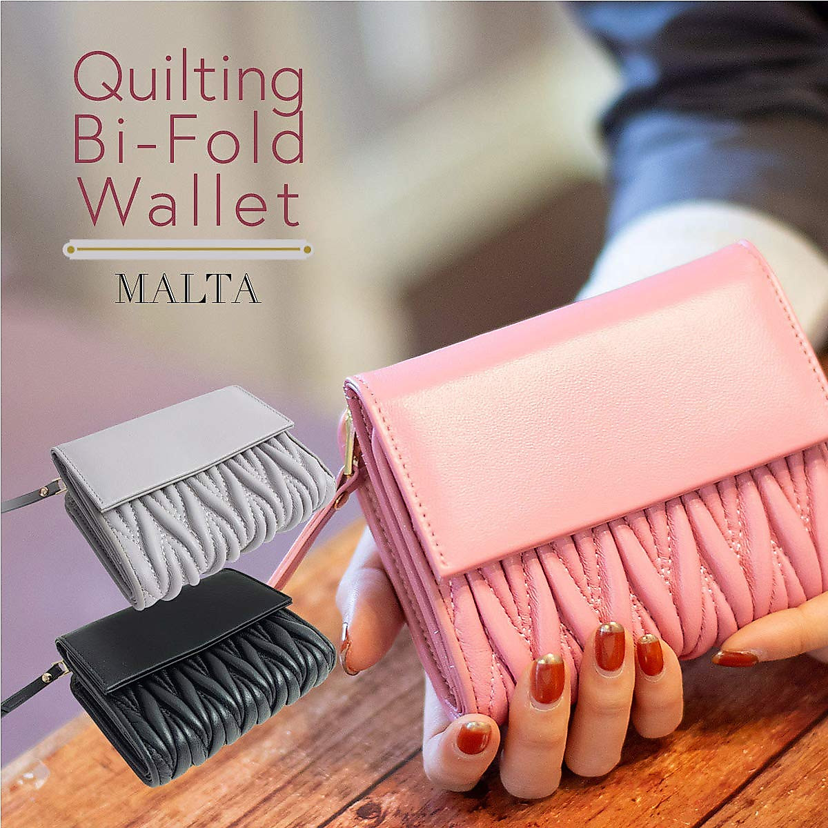 MALTA Superior True Sheep Leather Wallet for Women High Capacity Card Wallet Coin Purse, Grey, free