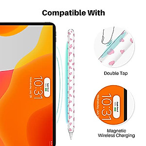 NIUTRENDZ Cow Print Case for Apple Pencil 2nd Generation Case Cover Silicone Protective Sleeve Skin Accessories with 10pcs Apple Pencil Tips Cover (Pink)