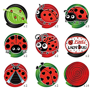 LJCL Ladybug Hanging Swirls Decorations 30ct Colorful Little Lady Bug Ceiling Whirl Streamers Spirals Foil for Baby Shower or Ladybug Birthday Party Decorations Supplies Hanging Decor
