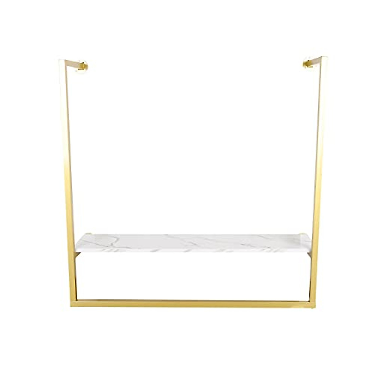 Wall Mounted Clothes Rack Clothing Store Garment Rack Clothing Racks for Hanging Clothes Rail Closet Clothes Hanger Rack Metal Storage Display Rack Simple Clothing Rack Gold (U-Shaped+Board)