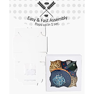 qiqee Bakery Box with Window 4x4x2.5 4*4*2.5inch/100Packs White Macaron Boxes Small Donut Pastry Boxes for Party Mini Cookie Boxes(5 Diferent Gift Include)