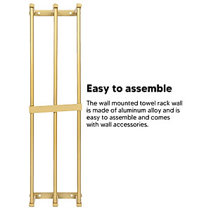 Towel Racks for Bathroom, Bathroom Towel Storage Rack Wall Mounted Wall Towel Rack Bath Towel Holder Wall for Rolled Towels (Gold)