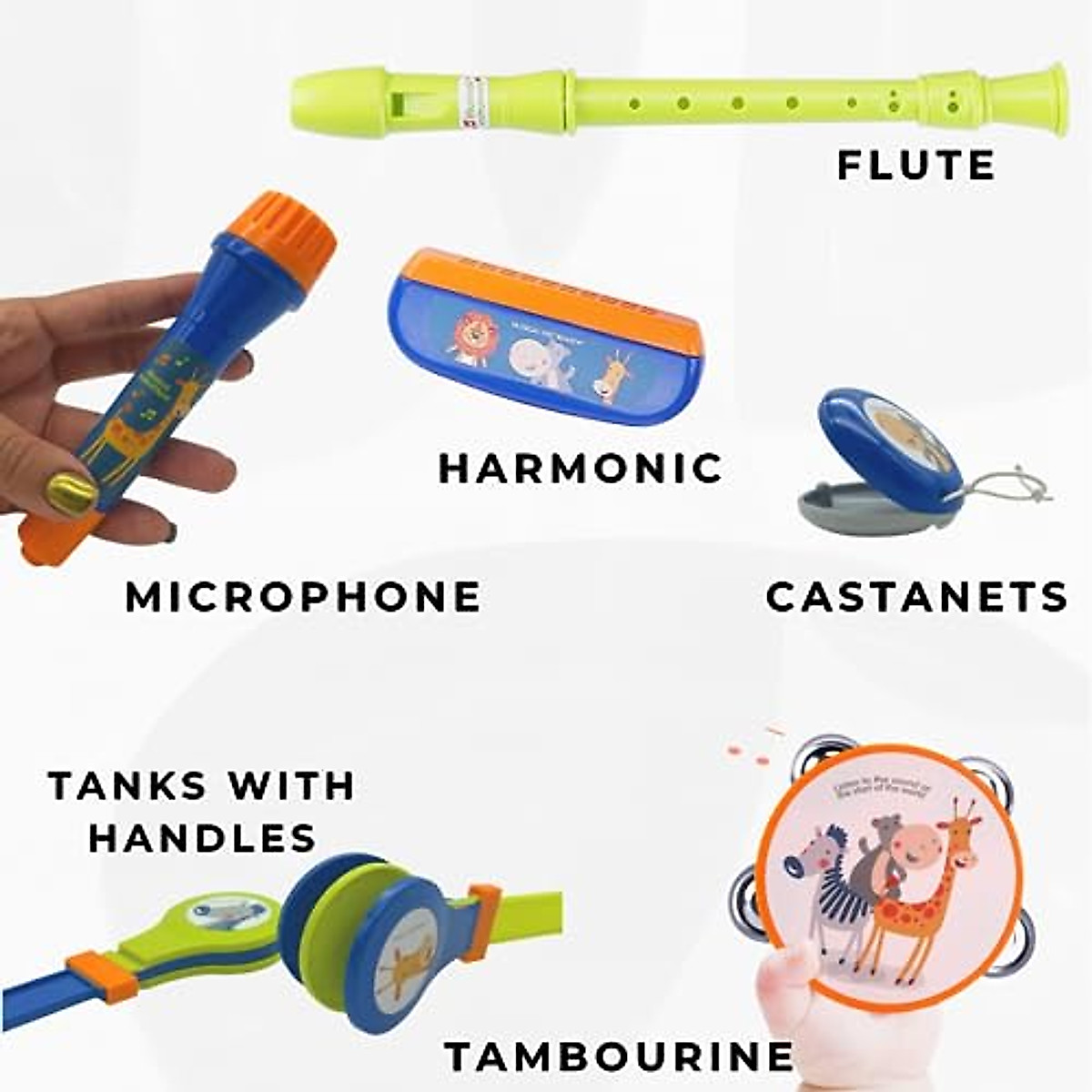 LITTLE FUN TIMES Musical Instruments for Toddlers 1-3 to Develop fine Motor Skills, Toddler Toys Musical Instruments for Kids 9 pcs Baby Instruments Preschool Educational Early Learning and Fun
