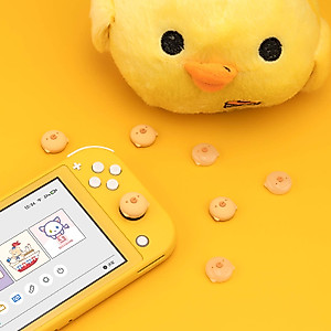 GeekShare 4PCS Cute Animal Theme Thumb Grip Caps,Soft Silicone Joystick CoverCompatible with Nintendo Switch/OLED/Switch Lite- Pig & Chicken