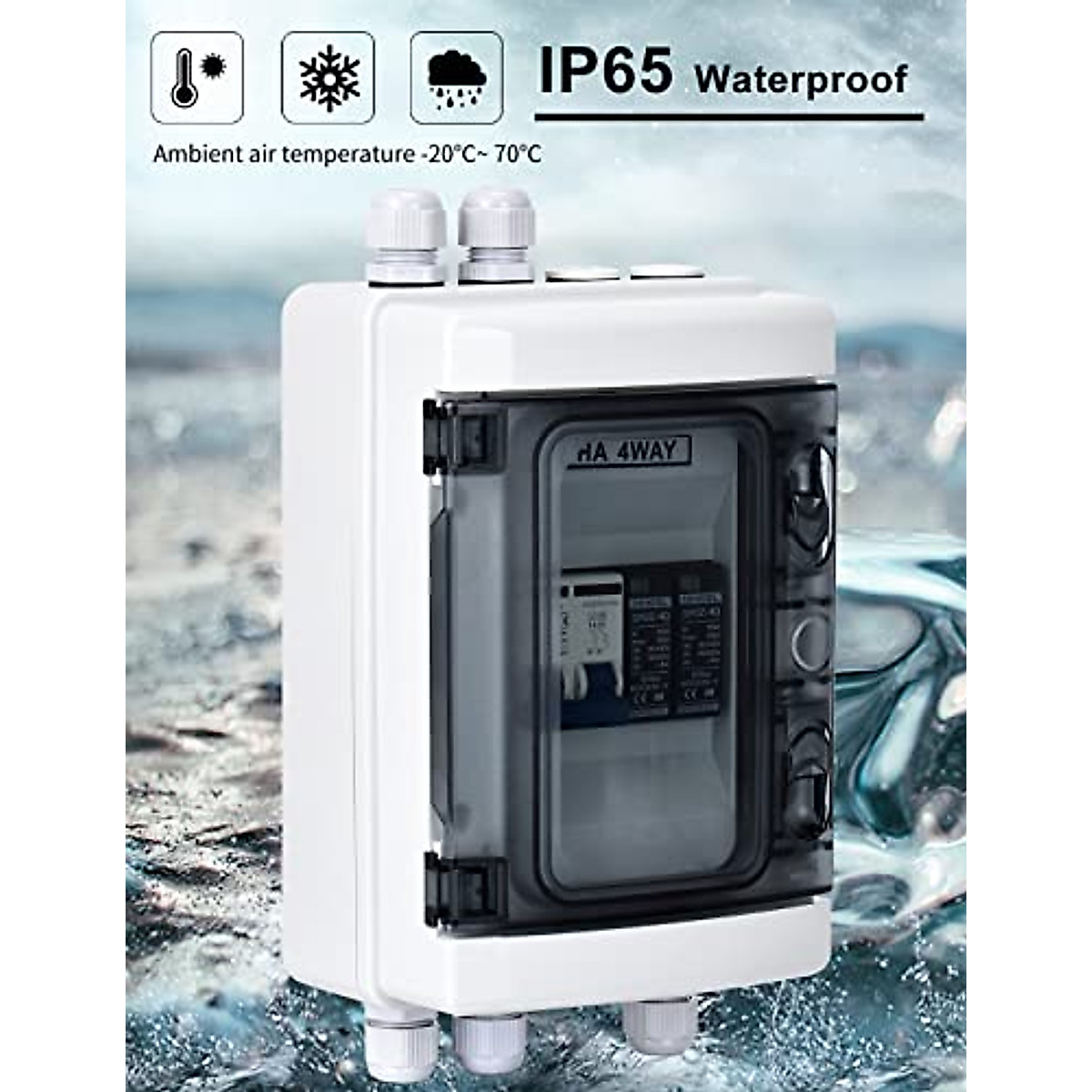 DIHOOL Outdoor Circuit Breaker Box, Solar Isolator Disconnect Switch 40 Amp Breaker DC 500V