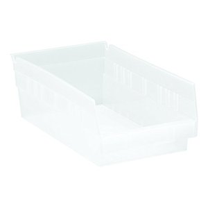 Quantum Storage Systems QSB102CL 30-Pack 4' Hanging Plastic Shelf Bin Storage Containers, 11-5/8' x 6-5/8' x 4', Clear