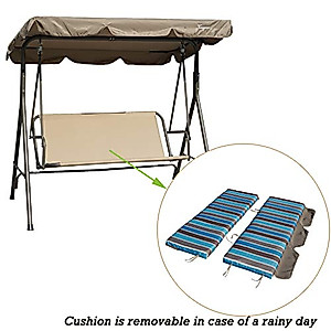 Alicia Patio Swing Chair with 3 Comfortable Cushion Seats and Strong Weather Resistant Powder Coated Steel Frame (Blue Stripe)