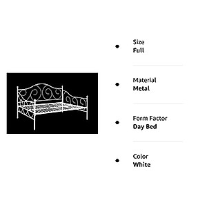 DHP Victoria Daybed, Full Size Metal Frame, Multi-functional Furniture, White