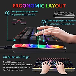 Gaming Keyboard and Mouse and Wrist Rest,4 in 1 Gaming Set,Rainbow LED Backlit Wired Gaming Keyboard,RGB Backlit 6400 DPI Lightweight Gaming Mouse with Honeycomb Shell,Mouse Pad for PC Gamer-Black