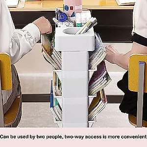Removable Bookshelf with Wheels, Multi-Functional Large-Capacity Organization Rack, Compact Rotatable and Detachable Rolling Book Cart, Space-Saving Shelf.