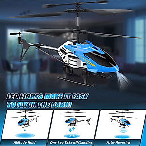 Dolanus RC Helicopters - Remote Control Helicopter Toys: One Key Take-Off/Landing, Automatic Altitude Hold, LED Light & 3.5 Channel Gyro Stabilizer, Flying Toys - Gift for Boys/Girls Kids Adults, Blue
