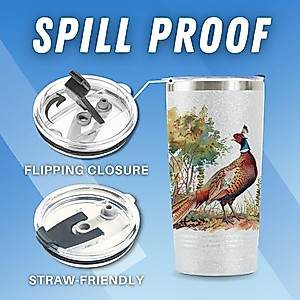 Onebttl Pheasant Hunting Gifts Tumbler Travel Coffee Mug, Stainless Steel Insulated with Lid 20oz/590ml - Watercolor
