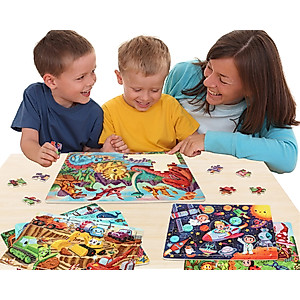 Wooden Puzzles for Kids Ages 4-6-8, 48 Piece Jigsaw Puzzles for Kids 3 4 5 6 7 8 Year Old, Toddler Children Preschool Puzzles Educational Toys for Boys and Girls