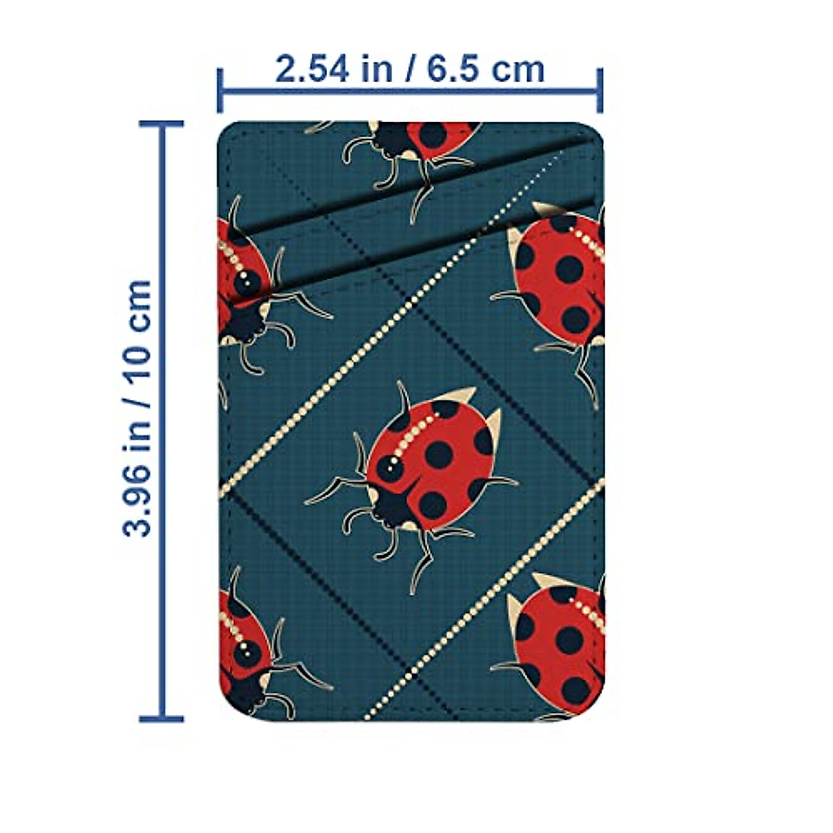 Diascia Pack of 2 - Cellphone Stick on Leather Cardholder ( Decorative Ladybugs Pattern Pattern ) ID Credit Card Pouch Wallet Pocket Sleeve