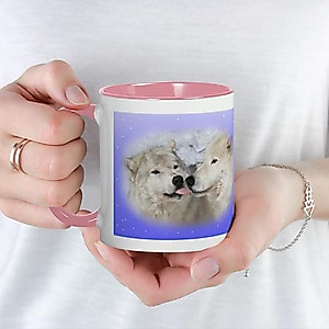 CafePress Kissing Arctic Wolves Wolf Mug Ceramic Coffee Mug, Tea Cup 11 oz