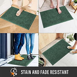 HIYARD Sturdy Front Door Mat, Absorbent Muddy Dirt Resist Welcome Door Mats Outdoor Indoor, Stain and Fade Resistant, Non-Slip Rubber Backing Low Profile Doormat for Entryway, 30×17, Green