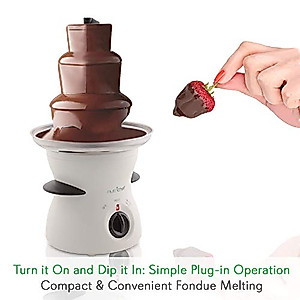 Nutrichef 3 Tier Fondue Fountain-Electric Stainless Choco Dipping Warmer Machine, Keep Warm-for Melted Chocolate, Candy, Butter, Cheese, Caramel, White, One Size