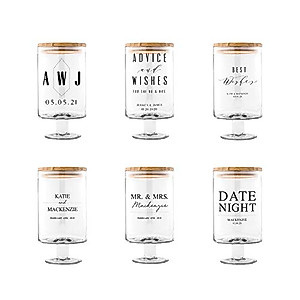 WEDDINGSTAR Personalized Glass Wedding Wishes Guest Book Jar - Date Night