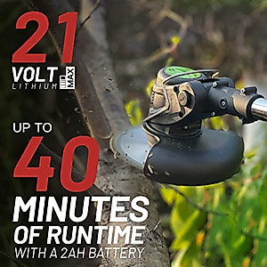 Cordless Trimmer Weed MowerTrimmer,Lightweight 3-IN-1 with Edger Tool,Mower for Garden and Yard, ,3 Kinds of Blades,Liiion Battery ,21V 2Ah ,Red