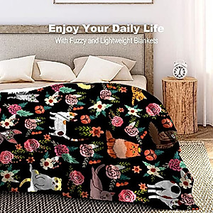 Cute Cat Blanket Super Soft Flannel Fleece Throw Blankets Kids Adults for Bedding Bedroom Living Rooms Sofa Full Season Gifts 50"x60"