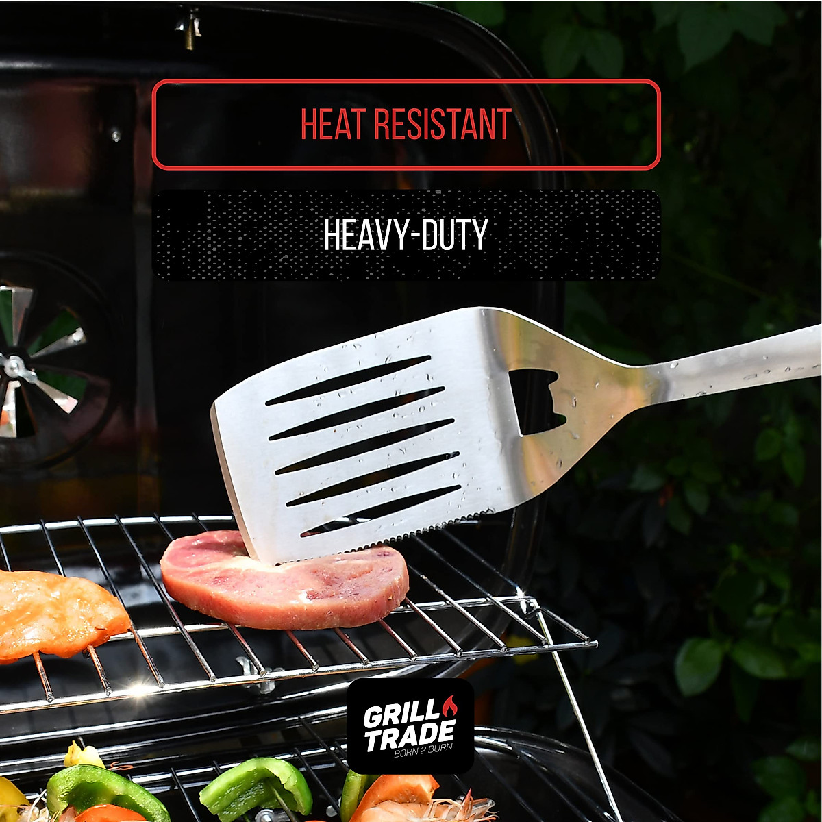Grill Tools Set - BBQ Grill Utensils - Barbecue Grill Accessories with Tongs, Spatula, Fork, Brush - High-Grade Stainless Grilling Tool Kit - Dad Grill Set Gifts for Men - Dishwasher Safe
