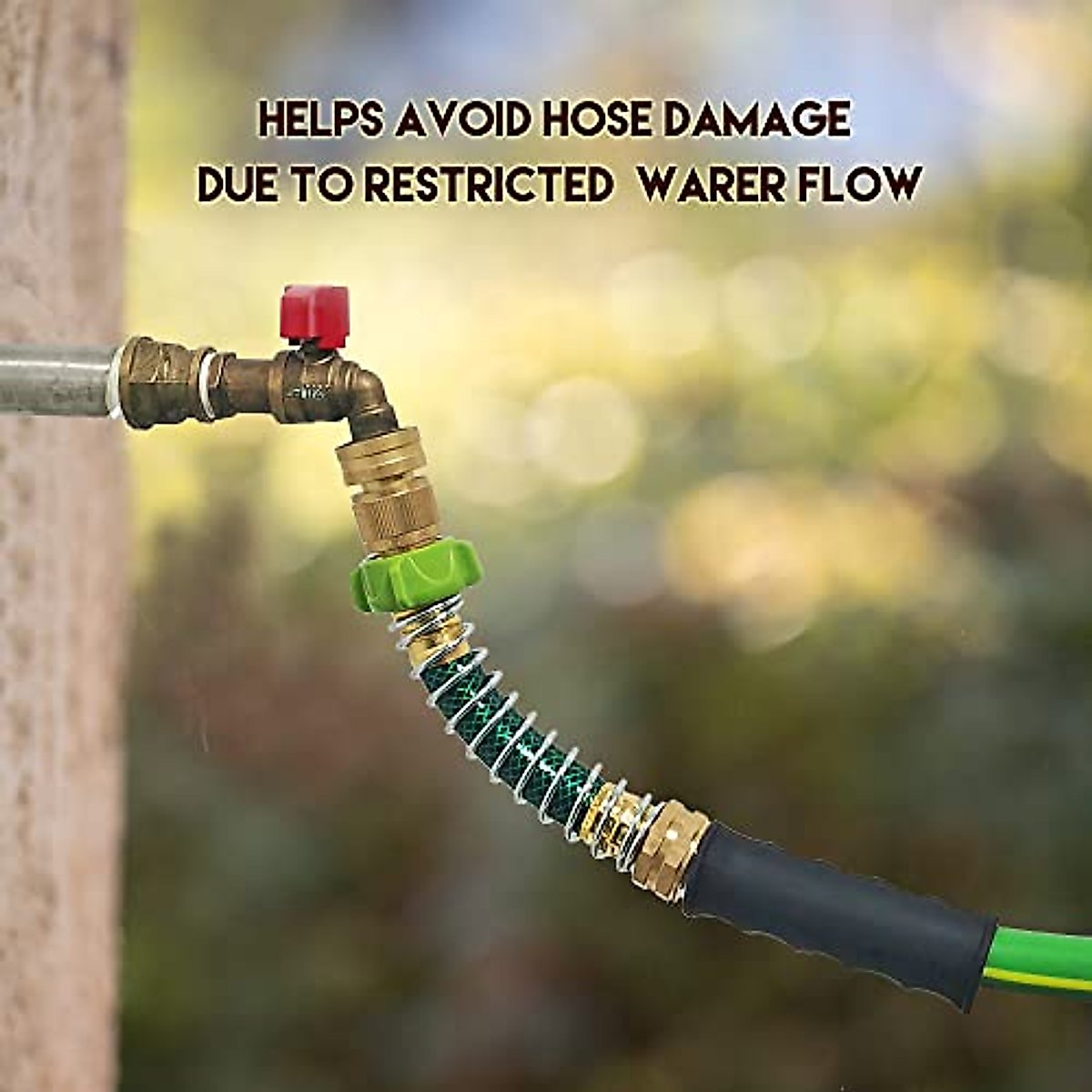 HQMPC Garden Hose Extension Adapter Hose Kink Protector RV Flexible Hose Protector 3/4" GHT Spring Garden Hose Coiled Spring Protector 2Pcs