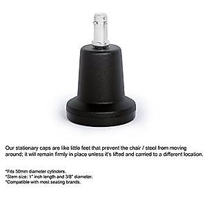 Perch Retro Rolling Exam Stool with Stationary Caps, Black Vinyl