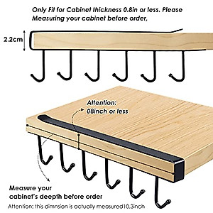 Achenyu Cup Holder Hanger Under Cabinet - Mug Hook Hanger Under Shelf - 3pcs x 6 Hook Coffee Cup Mug Holder Hanger for Kitchen - Fit for 0.8 Inch Thickness Shelf or Less (Black)