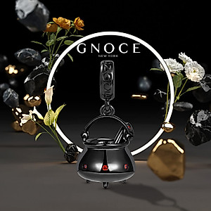 GNOCE Witch Cauldron Pendant Charm 925 Sterling Silver with Ruby Gemstones Dangle Charms Bead For Bracelets/Necklace Jewelry Gift For Women Wife