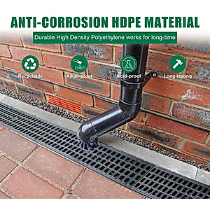 Natotela Deep Profile HDPE Trench Drain-39.4Lx6.1Wx5.5H in. Channel Drain with Grates,6 Pack Total Length 236.22 in, Plastic Trench Drain System for Outdoor,Downspout,Yard Fence,Pool,Sidewalk,Patio