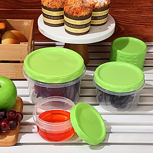 Maxcheck 18 Pcs 34/17/8.5 oz Meal Container Twist Cap Food Storage Containers Sturdy Plastic Snack Containers Reusable Round Freezer Containers for Food(Green)
