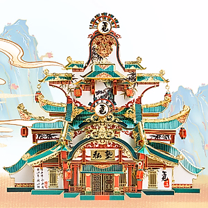Piececool 3D Puzzles for Adults,Chinese Traditional Building Model Kits to Build for Teenagers Difficult 3D Metal Puzzle Educational Toys Gift Home Decor (White&Green)
