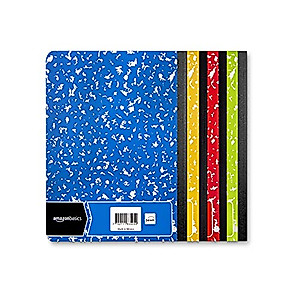 Amazon Basics Wide Ruled Composition Notebook, 100 Sheet, Assorted Marble Colors, 4-Pack