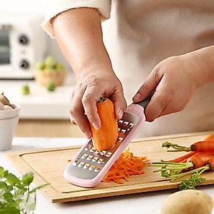 Marco Almond KYA28 Japanese High Carbon Stainless Steel Self Sharpening Knife Block Set + Marco Almond MA61 Cheese Graters Set of 4