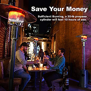 Legacy Heating 47000 BTU Outdoor Propane Patio Heater, Stainless Steel Outside Space Gas Heater with Wheels, Standing Patio Floor Air Heater, for Commercial, Residential, Garden, Porch, Party, Deck