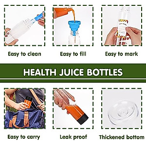 Moretoes 20pcs 13.6oz Reusable Juice Bottles, Plastic Juice Bottles with Lids for Drinks, Milk Smoothie Tea and Other Beverages