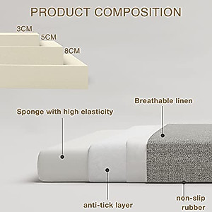 Kimgull Custom Size Bench Cushion/Bay Window Seat Pads, 1.18/1.97/3.15/4IN Thick Soft Garden Bench Cushion, Outdoor Washable Sofa Cushion, Non Slip Seat Mat for Patio Swing Bench (Thickness 1.97IN)