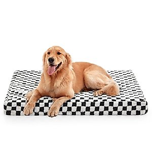 JOEJOY Dog Bed for Large Dogs, XLarge Orthopedic Dog Bed with Removable Washable Cover, Cute Modern Plush & Memory Egg Crate Foam Dog Bed, 42 x 28 inch, Grey