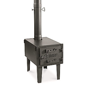 Guide Gear Outdoor Wood Burning Stove, Portable with Chimney Pipe for Cooking, Camping, Tent, Hiking, Fishing, Backpacking