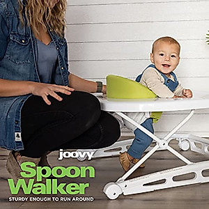 Joovy Spoon Baby Walker & Activity Center Featuring Three Adjustable Heights, Tough Luggage Grade Seat Material, and 30 lb Weight Capacity - JPMA Safety Certified (Greenie)