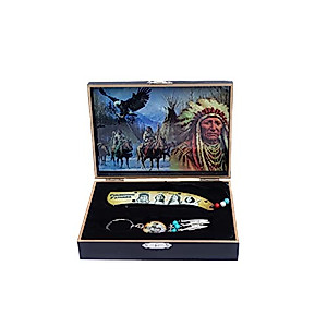 Trendy Zone 21 Feather Shaped Founding Fathers Knife with Convenient Pocketclip, Attractive Keychain for Keys, Backpack Combo Set Inside a Gift Box | Closed Knife Size– 5” | Open Knife Size– 8.5”