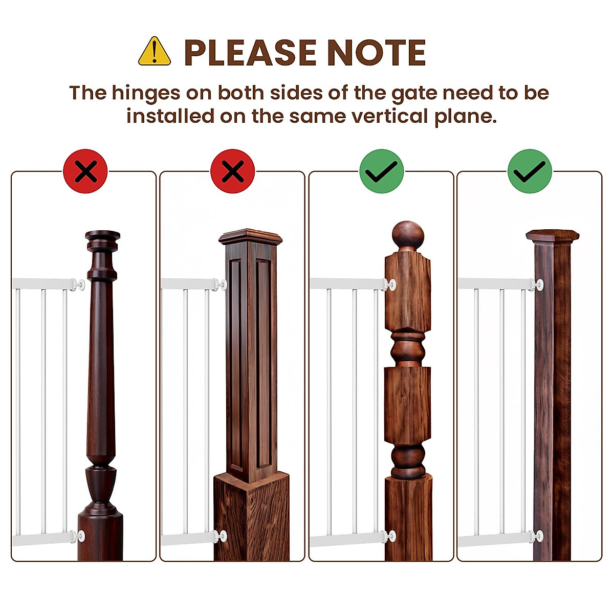 Mumeasy Baby Gate for Stairs, 29.6"-46" Pressure Mounted Pet Gate with Walk Through Door, Auto Close Dog Gate for House, Stairs, Doorways