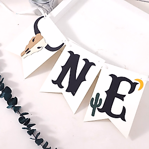 VAVAYAO First Rodeo High Chair Banner - Western Themed Birthday, First Rodeo, Baby 1st Birthday Party Decorations, Farm Themed Party Decorations, Bull Skull, Cactus, Wild West, 1st Birthday