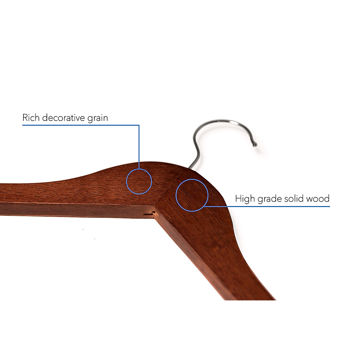 Topline Classic Wood Shirt Hangers - Mahogany Finish (20-Pack)