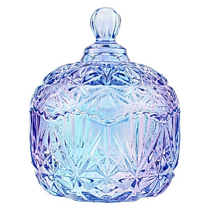 Danmu 1Pc Colorful Glass Storage Jar, Candy Jar with Lid, Cookie Jar, Jewelry Box Buffet Jar Biscuit Containers Color B(260ml / 9oz)